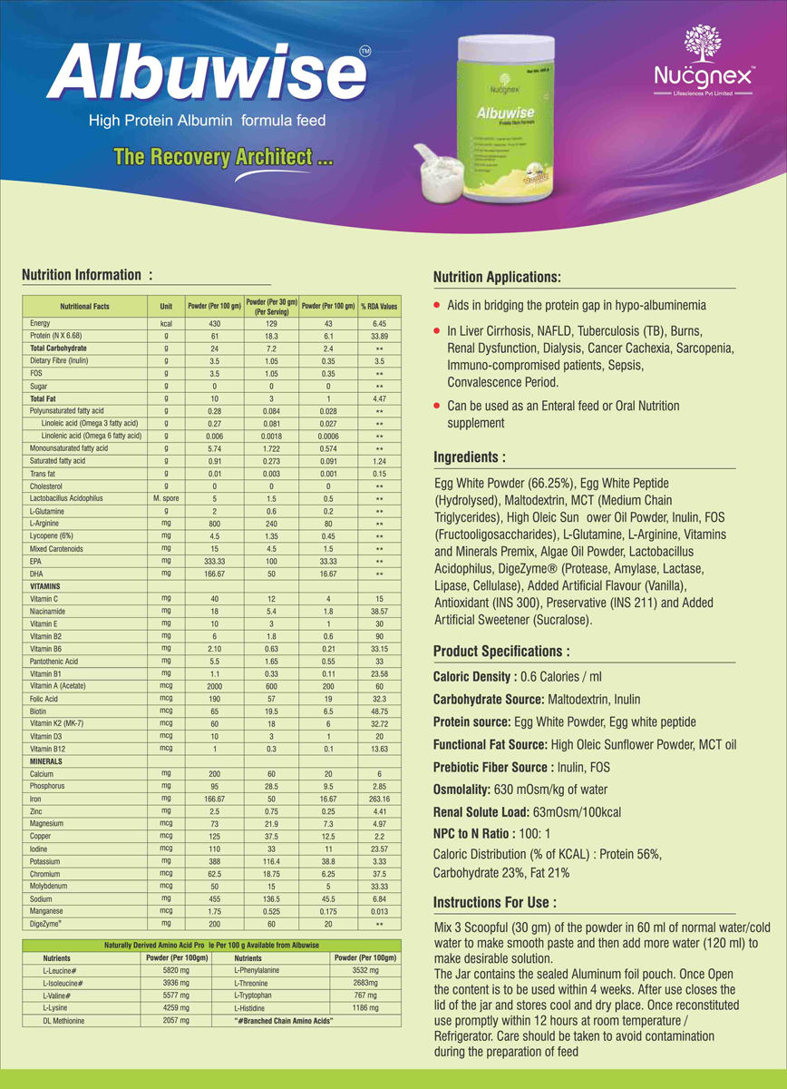 Albuwise Vanilla Powder 300 gm Price, Uses, Side Effects, Composition ...