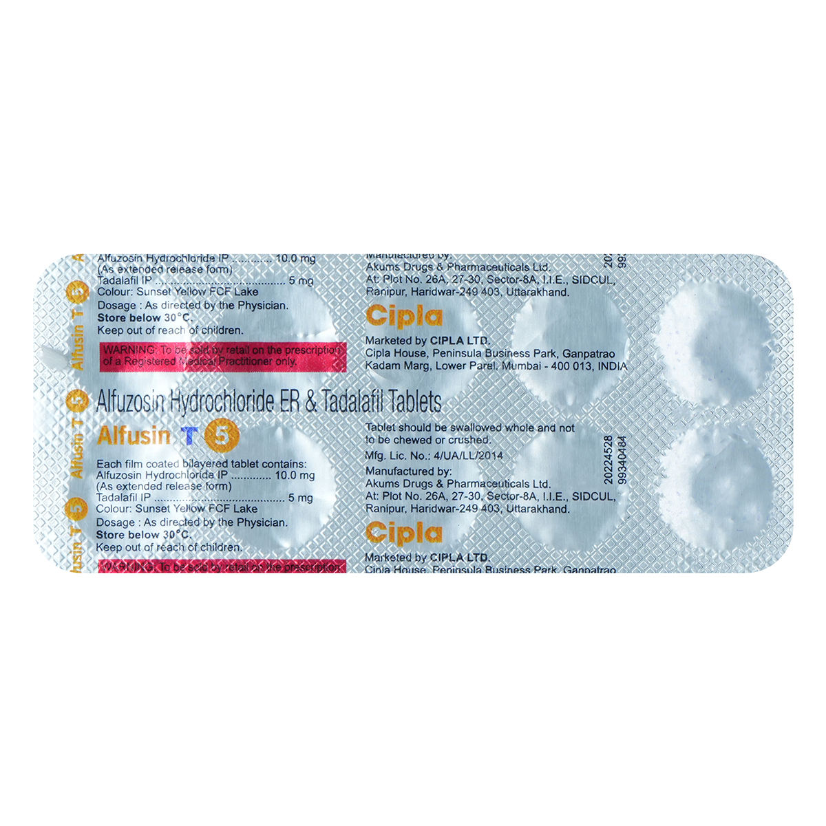 Alfusin T 5 Tablet | Uses, Side Effects, Price | Apollo Pharmacy