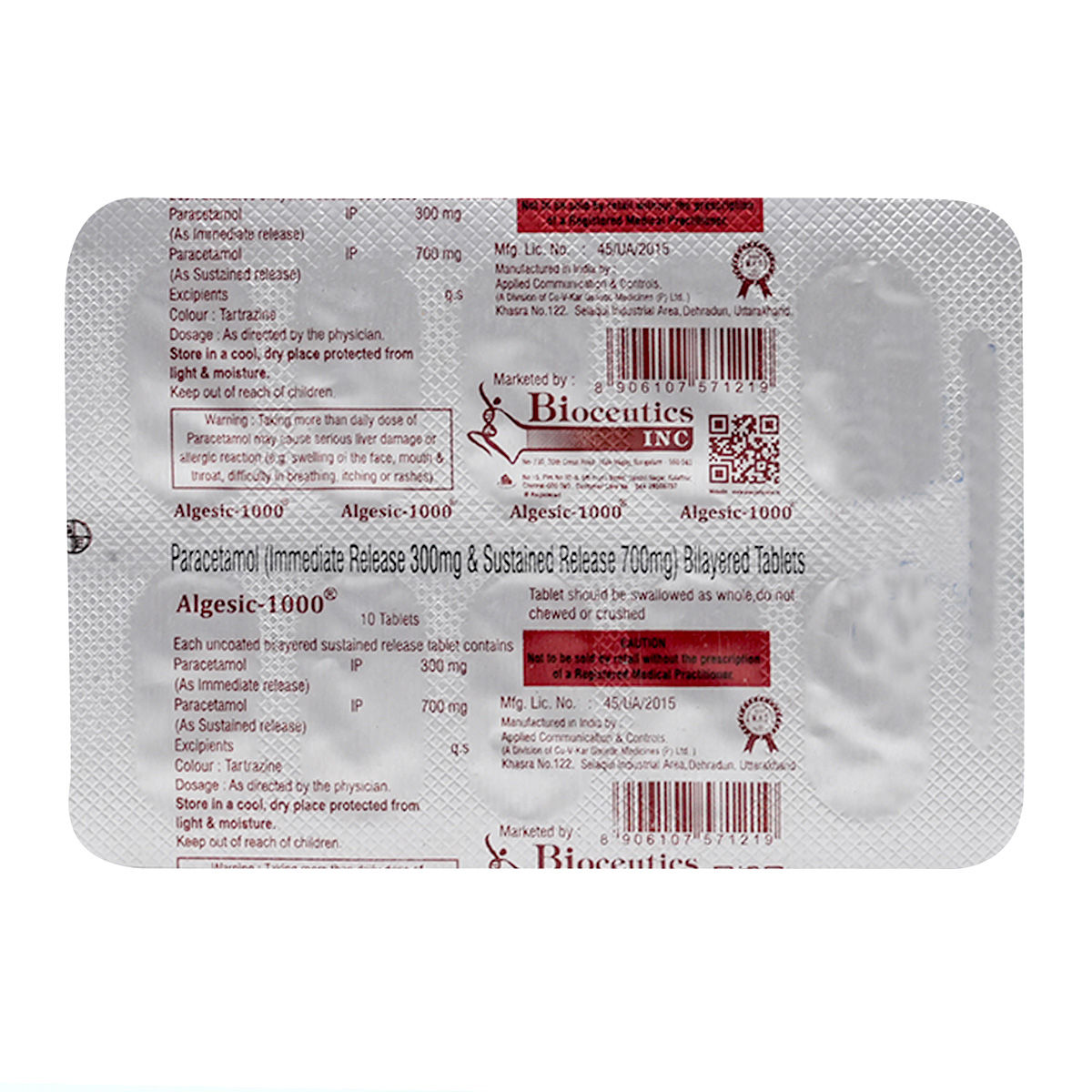 Algesic 1000 mg Tablet 10's Price, Uses, Side Effects, Composition ...