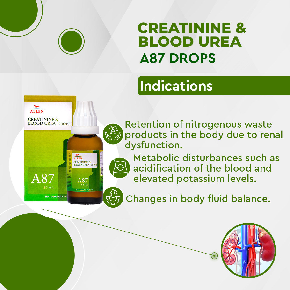 Buy Allen A87 Creatinine & Blood Urea Drops, 30 ml | 19 Minutes ...