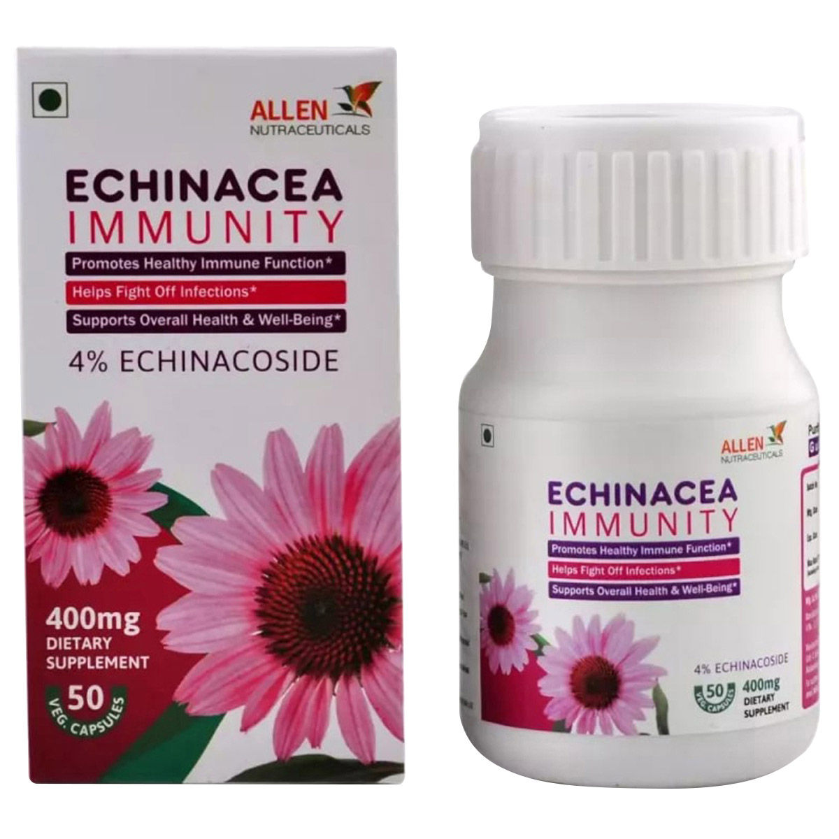 Buy Allen Nutraceutical Echinacea Immunity 400mg, 50 Capsules | 19 ...