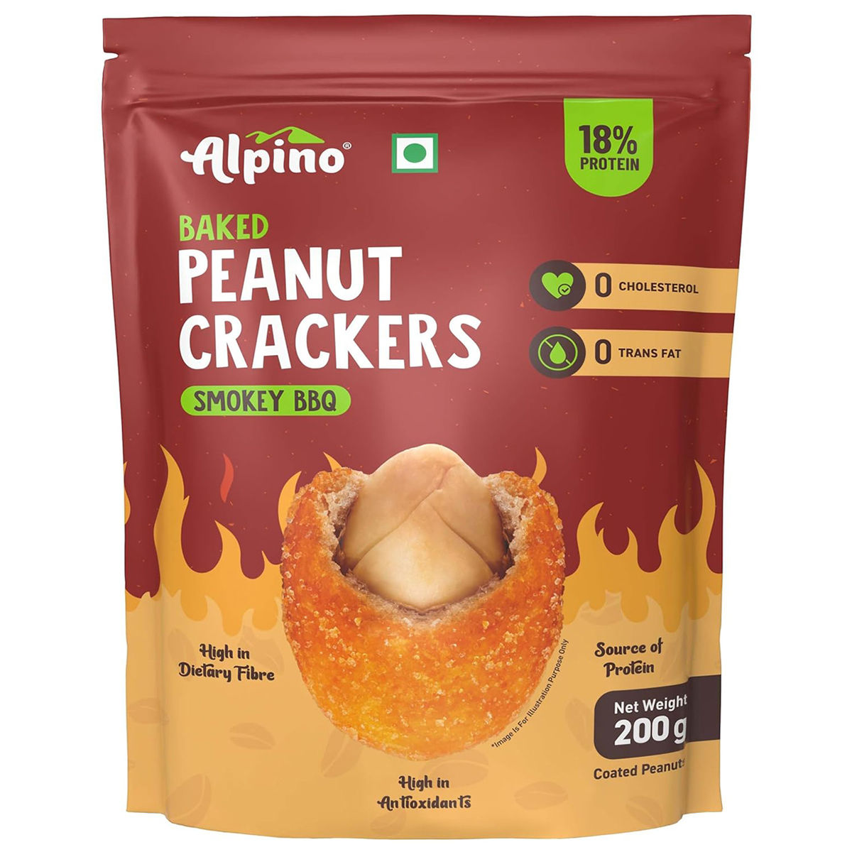 Buy Alpino Baked Smokey BBQ Peanut Crackers, 200 gm | 19 Minutes ...