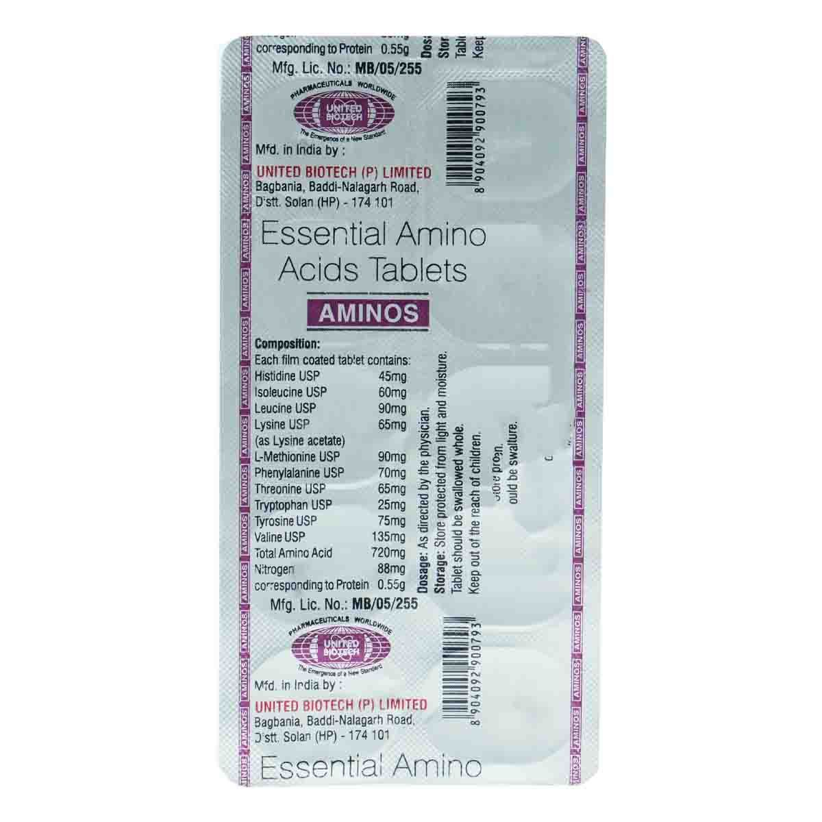 Aminos Tablet 10's Price, Uses, Side Effects, Composition - Apollo Pharmacy