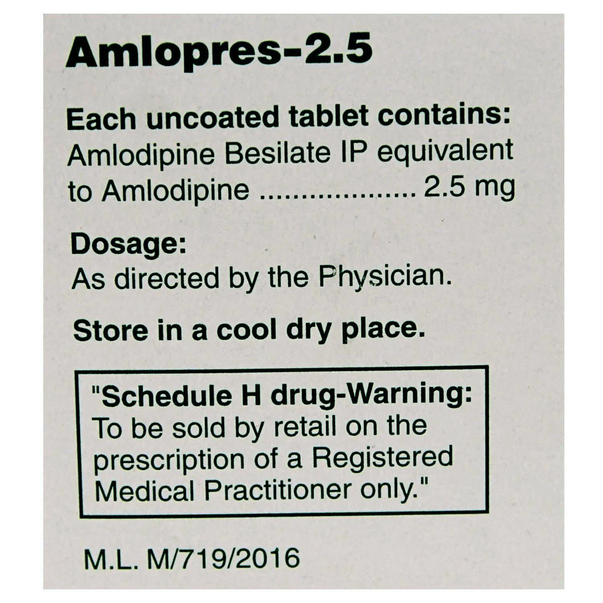 Amlopres-2.5 Tablet | Uses, Side Effects, Price | Apollo Pharmacy