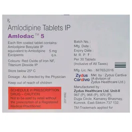 Amlodac 5 Tablet | Uses, Side Effects, Price | Apollo Pharmacy