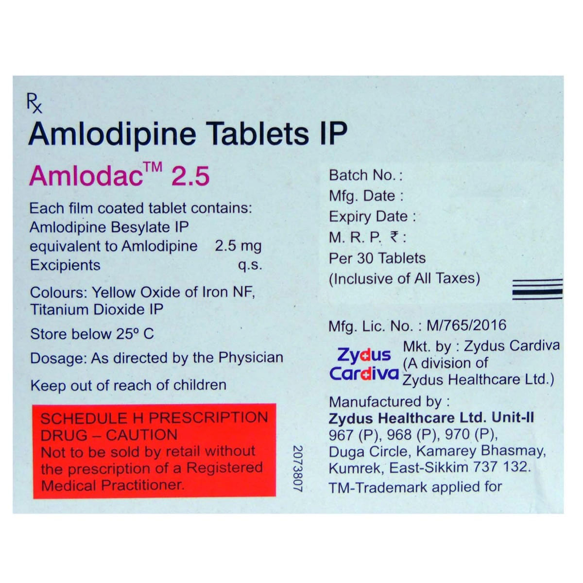 Amlodac 2.5 Tablet 30's Price, Uses, Side Effects, Composition - Apollo ...
