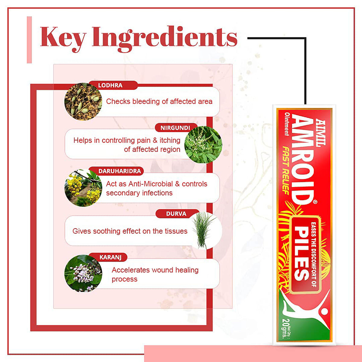 Aimil Amroid Fast Relief Piles Ointment, 20 gm Price, Uses, Side ...