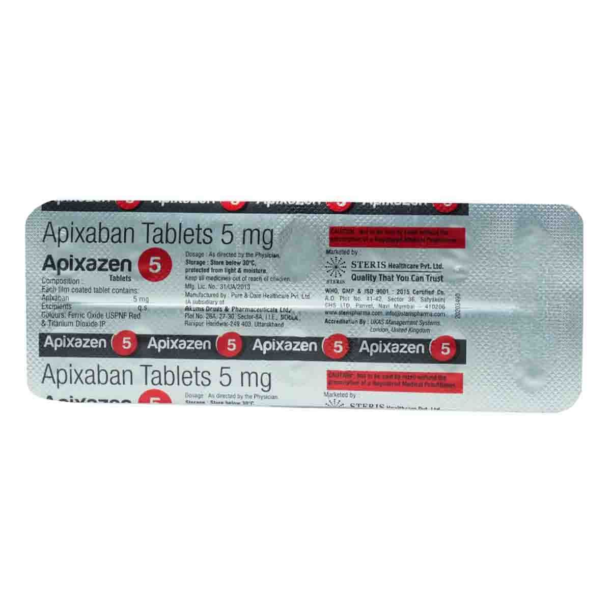 Apixazen 5 Tablet 10's Price, Uses, Side Effects, Composition - Apollo ...