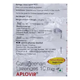 Aplovir 10 mg Lemon Lozenges | Uses, Side Effects, Price | Apollo Pharmacy