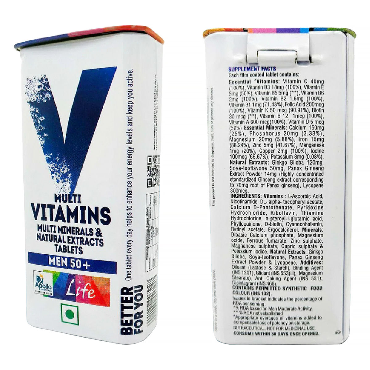 Buy Apollo Life Multivitamin for Men 50+, 30 Tablets | 19 Minutes ...