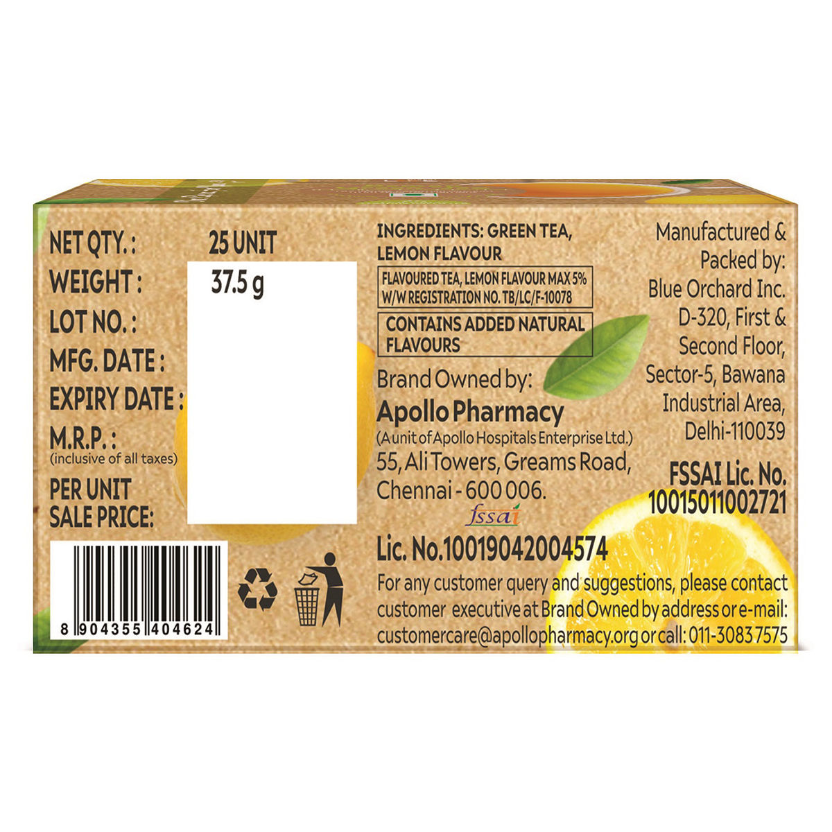 Buy Apollo Life Lemon Green Tea Infusion Bags, 25 Count | 19 Minutes ...