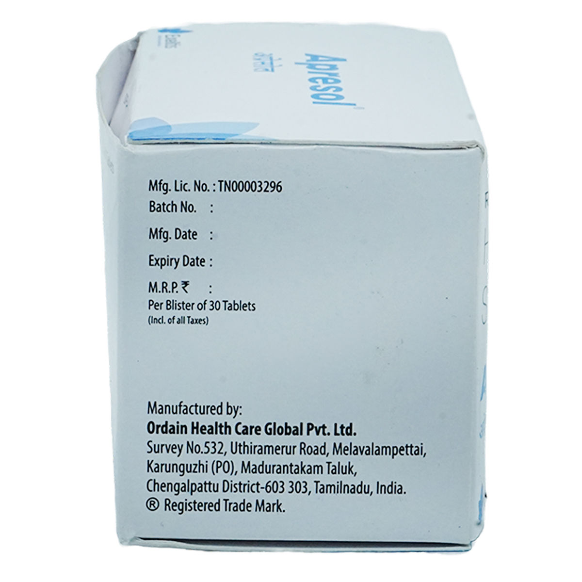 Apresol 25 mg Tablet 30's Price, Uses, Side Effects, Composition ...