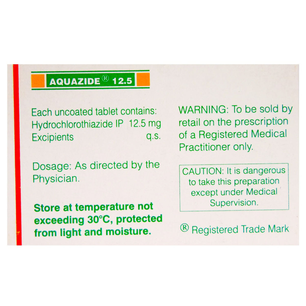 Aquazide 12.5 Tablet 10's Price, Uses, Side Effects, Composition ...