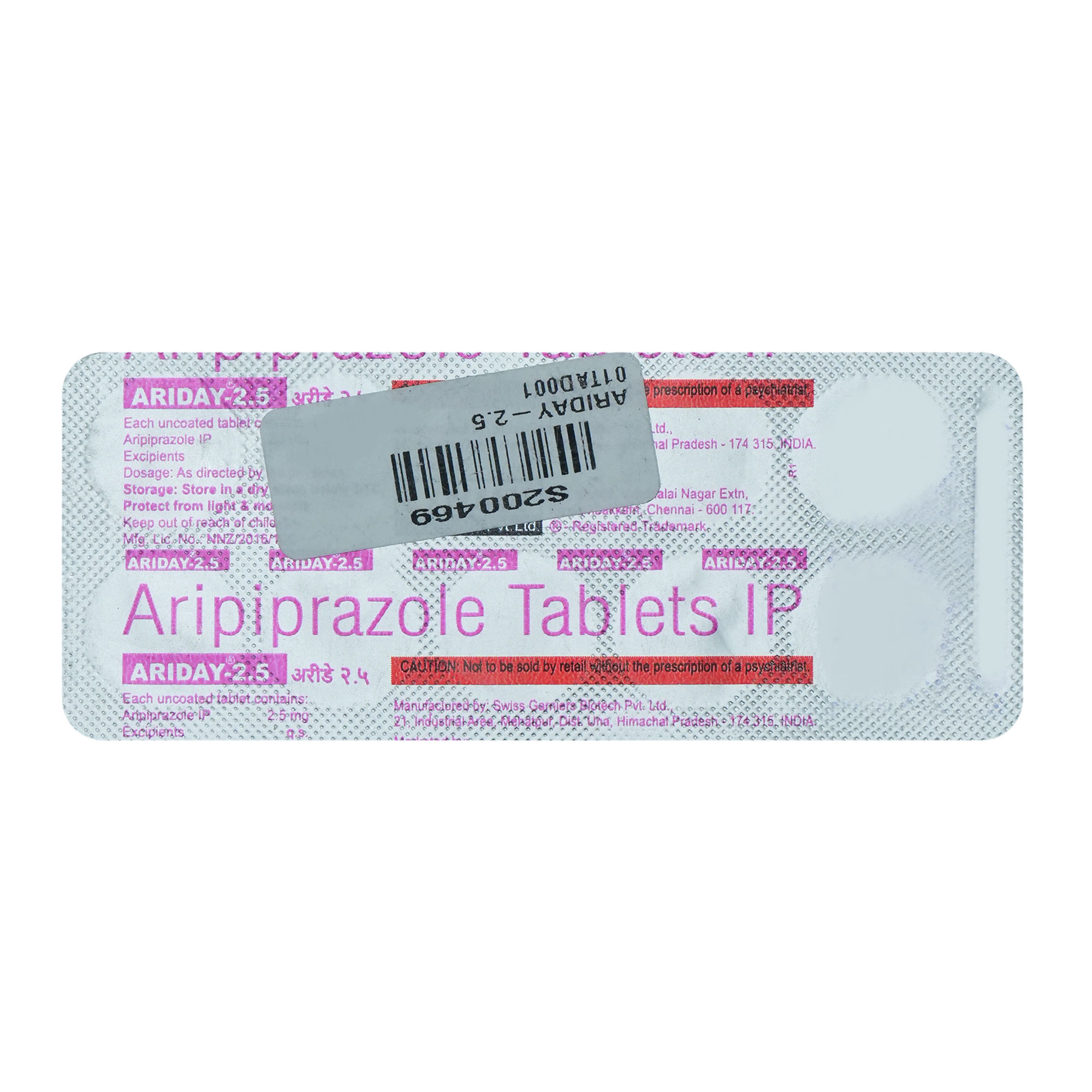 Ariday 2.5 Tablet | Uses, Side Effects, Price | Apollo Pharmacy