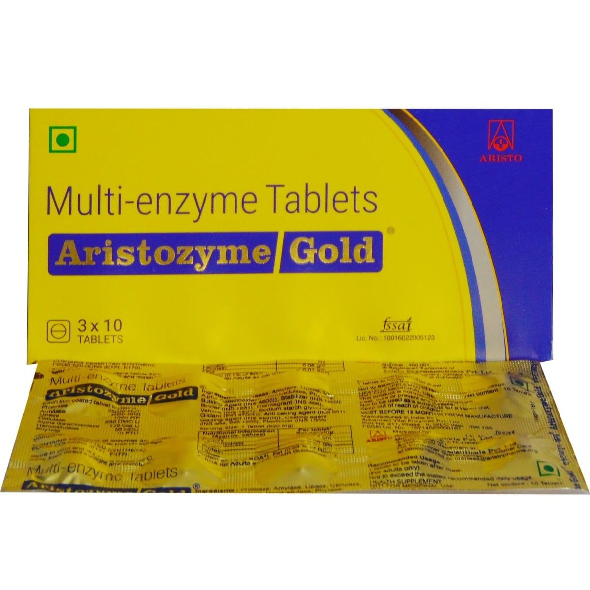 Aristozyme Gold Tablet 10's Price, Uses, Side Effects, Composition ...