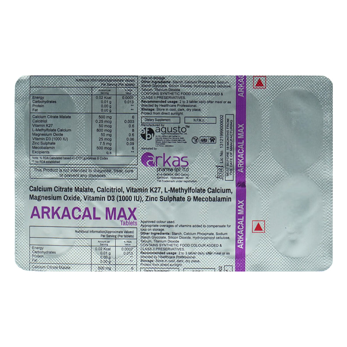 Arkacal Max Tablet 10's Price, Uses, Side Effects, Composition - Apollo ...
