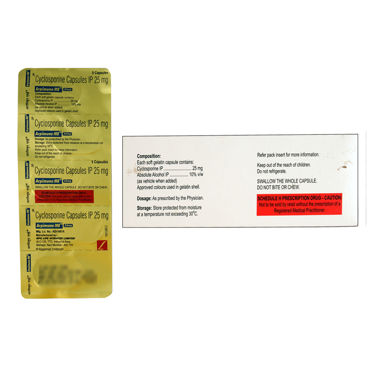 Arpimune ME 25 mg Capsule 5's Price, Uses, Side Effects, Composition ...