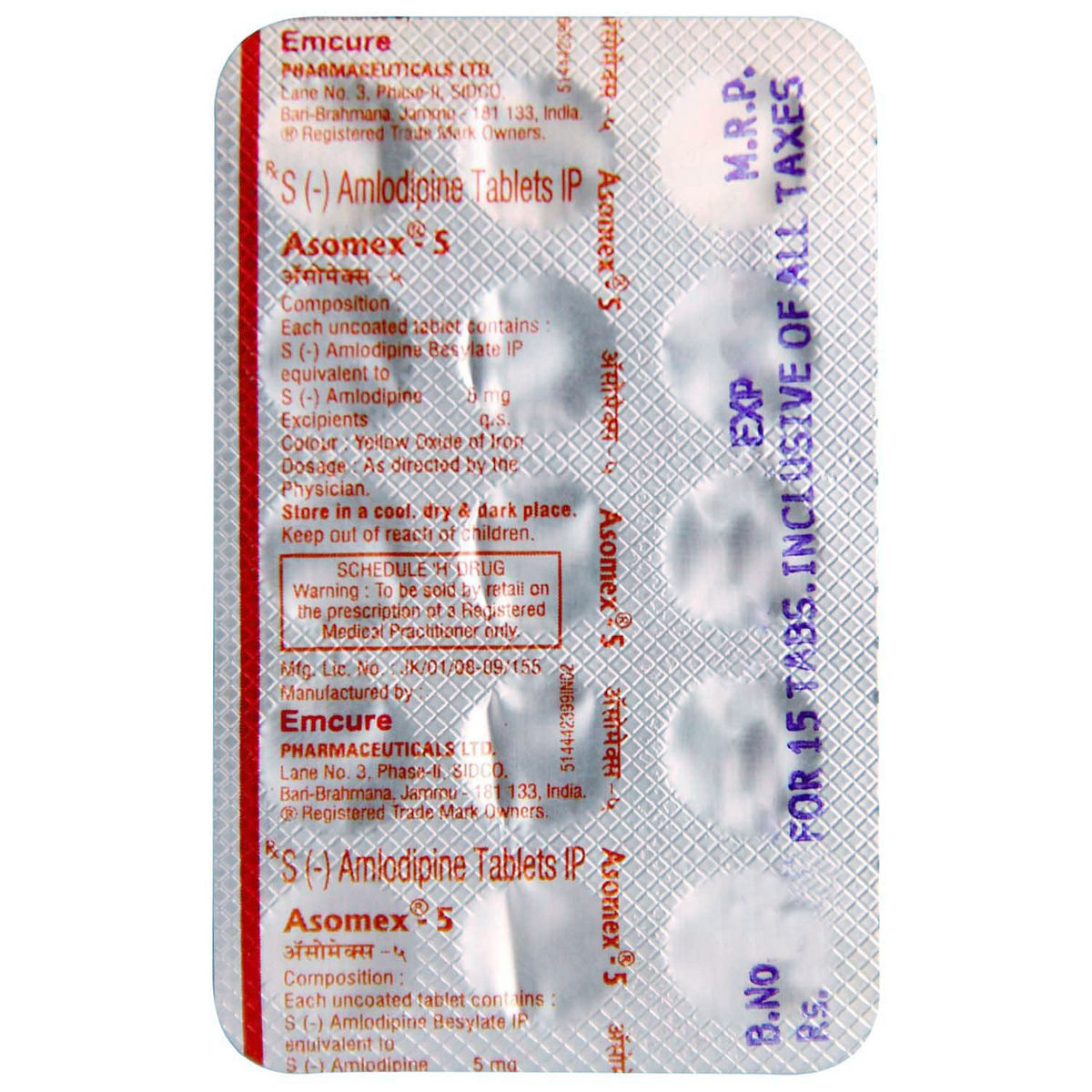 Asomex-5 Tablet 15's Price, Uses, Side Effects, Composition - Apollo ...