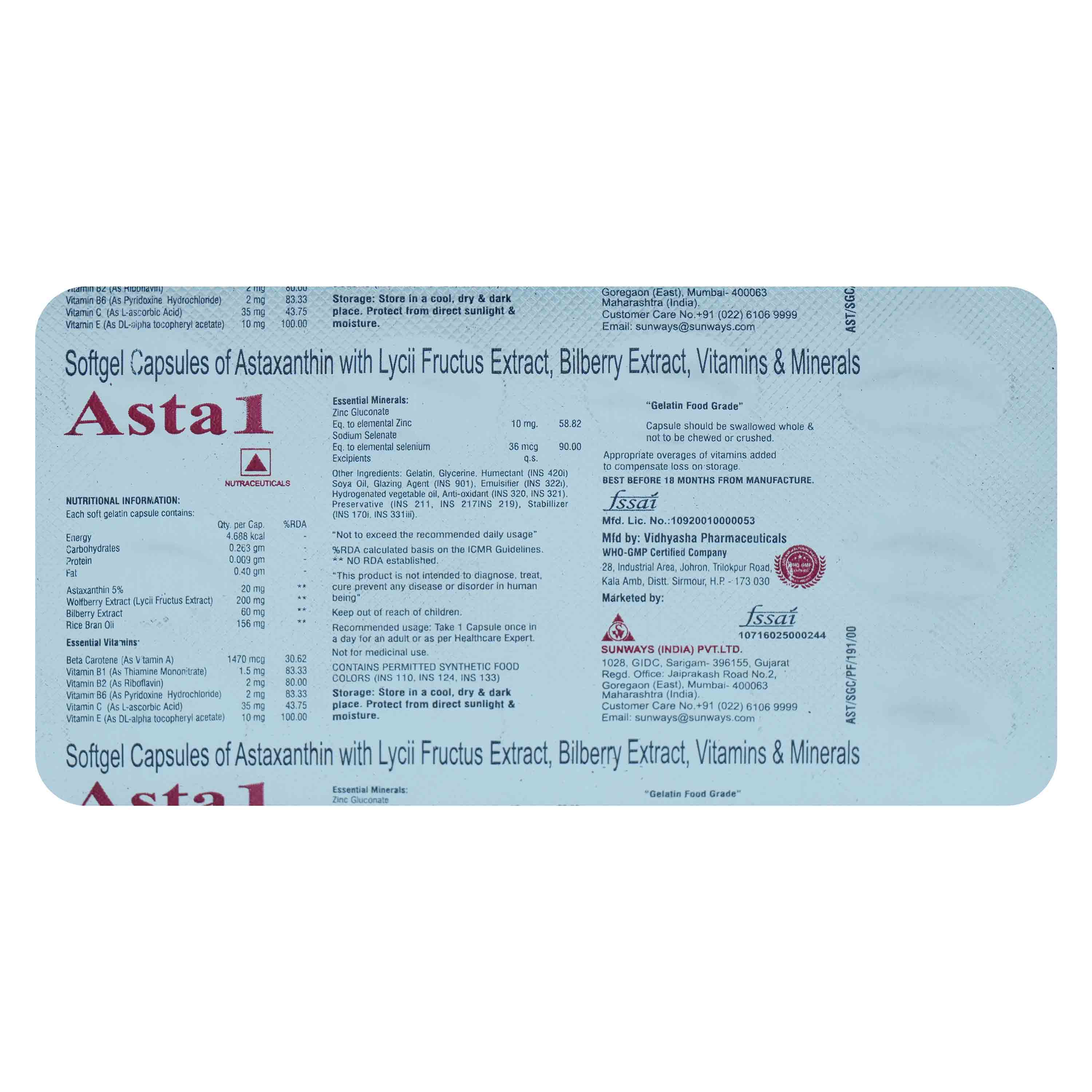 Buy Asta 1 Capsule | 19 Minutes Delivery | Apollo Pharmacy