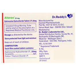 Atarax 25 mg Tablet | Uses, Side Effects, Price | Apollo Pharmacy
