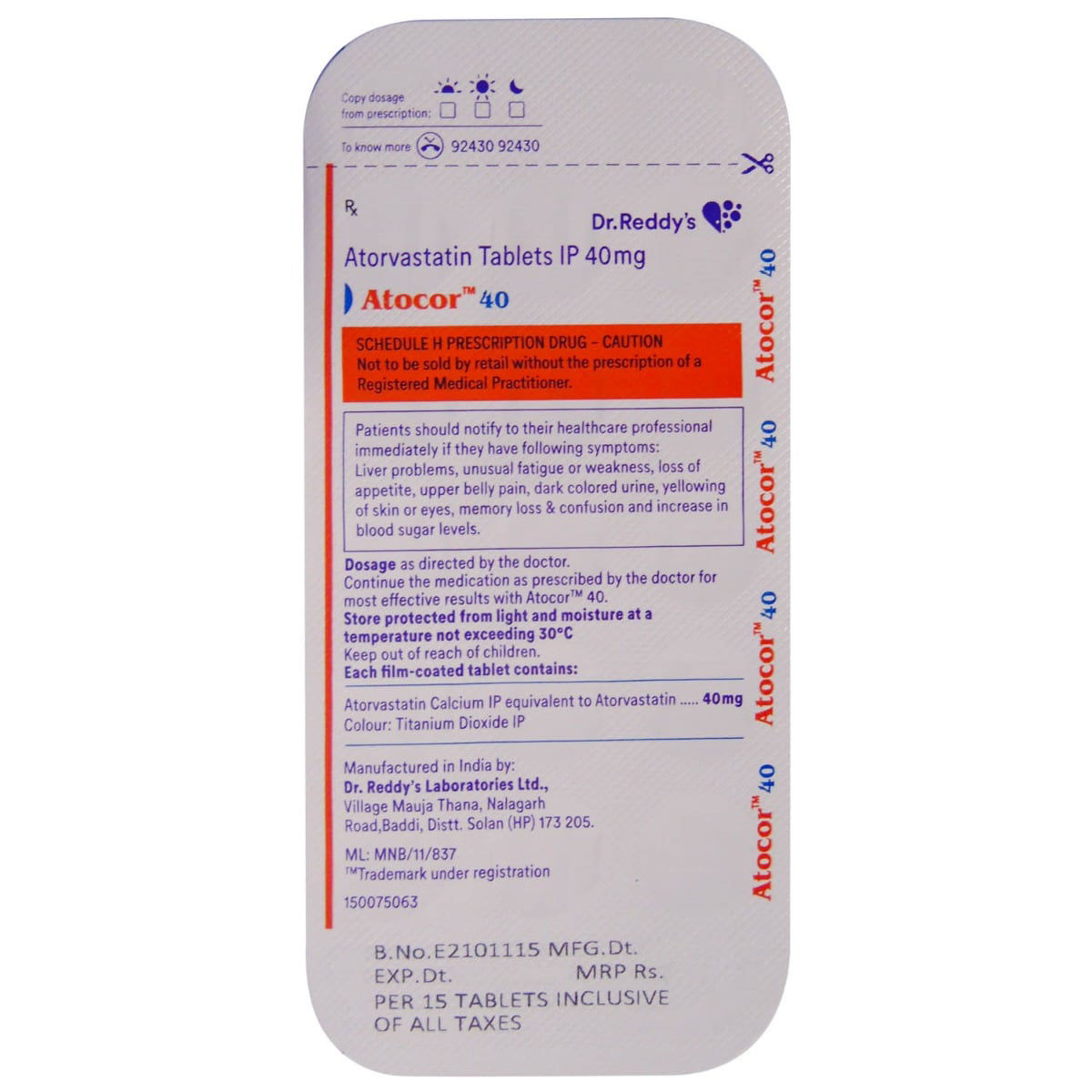 Atocor-40 Tablet 15's Price, Uses, Side Effects, Composition - Apollo ...