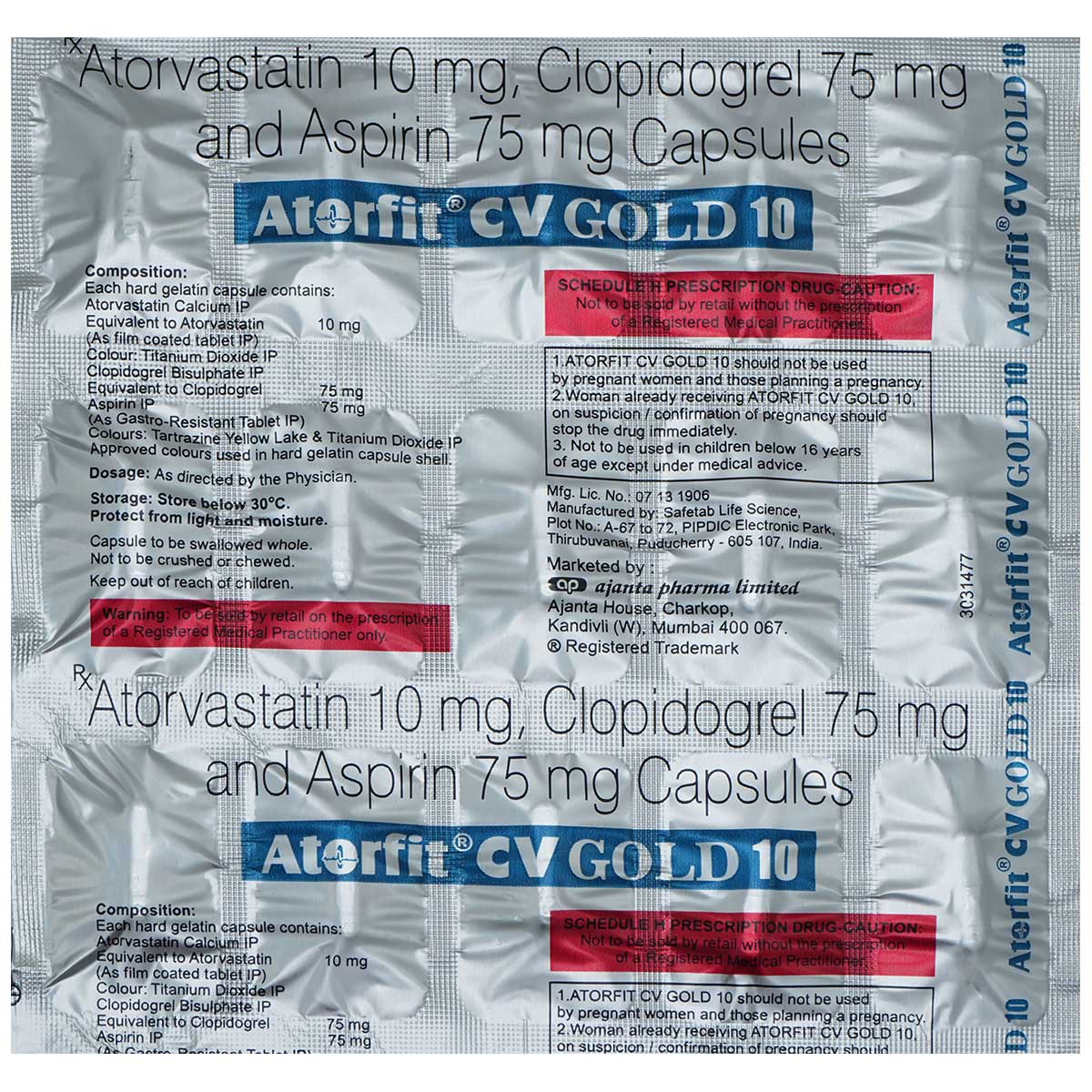 Atorfit Cv Gold 10 Cap | Uses, Side Effects, Price | Apollo Pharmacy