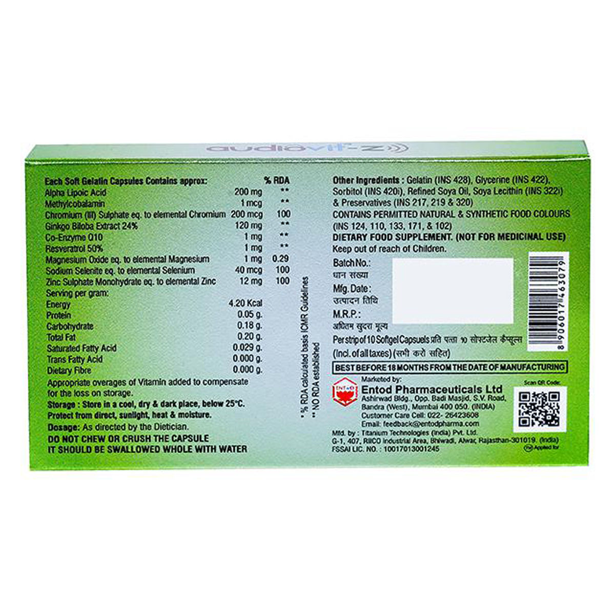 Audiovit-Z Veggie Capsule 10's Price, Uses, Side Effects, Composition ...