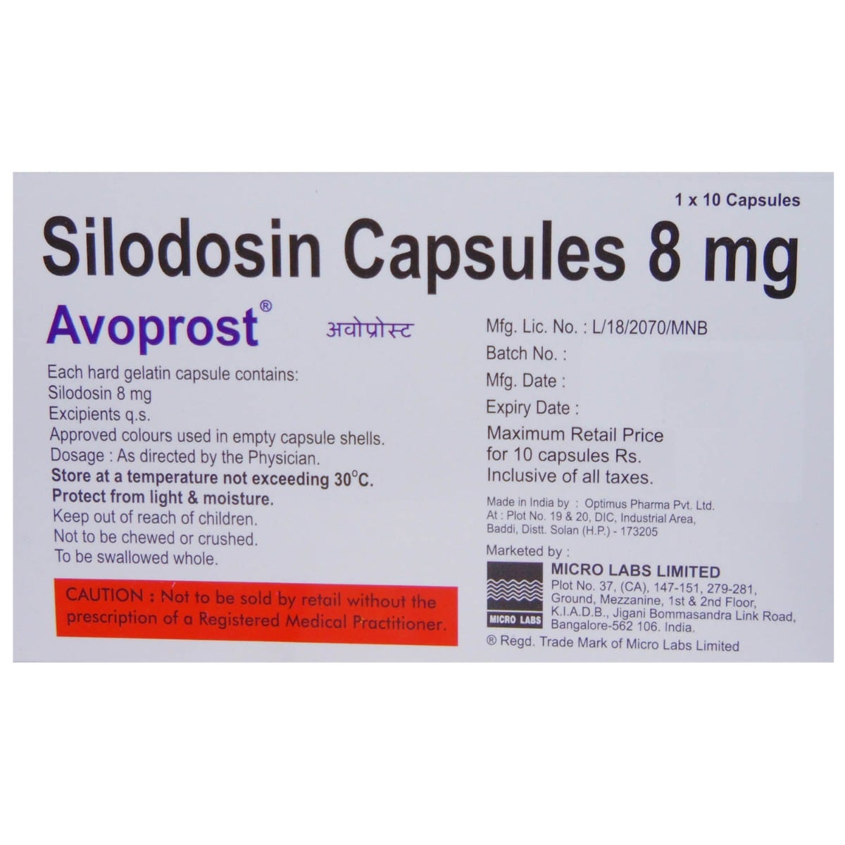 Avoprost 8mg Capsule 10's Price, Uses, Side Effects, Composition ...