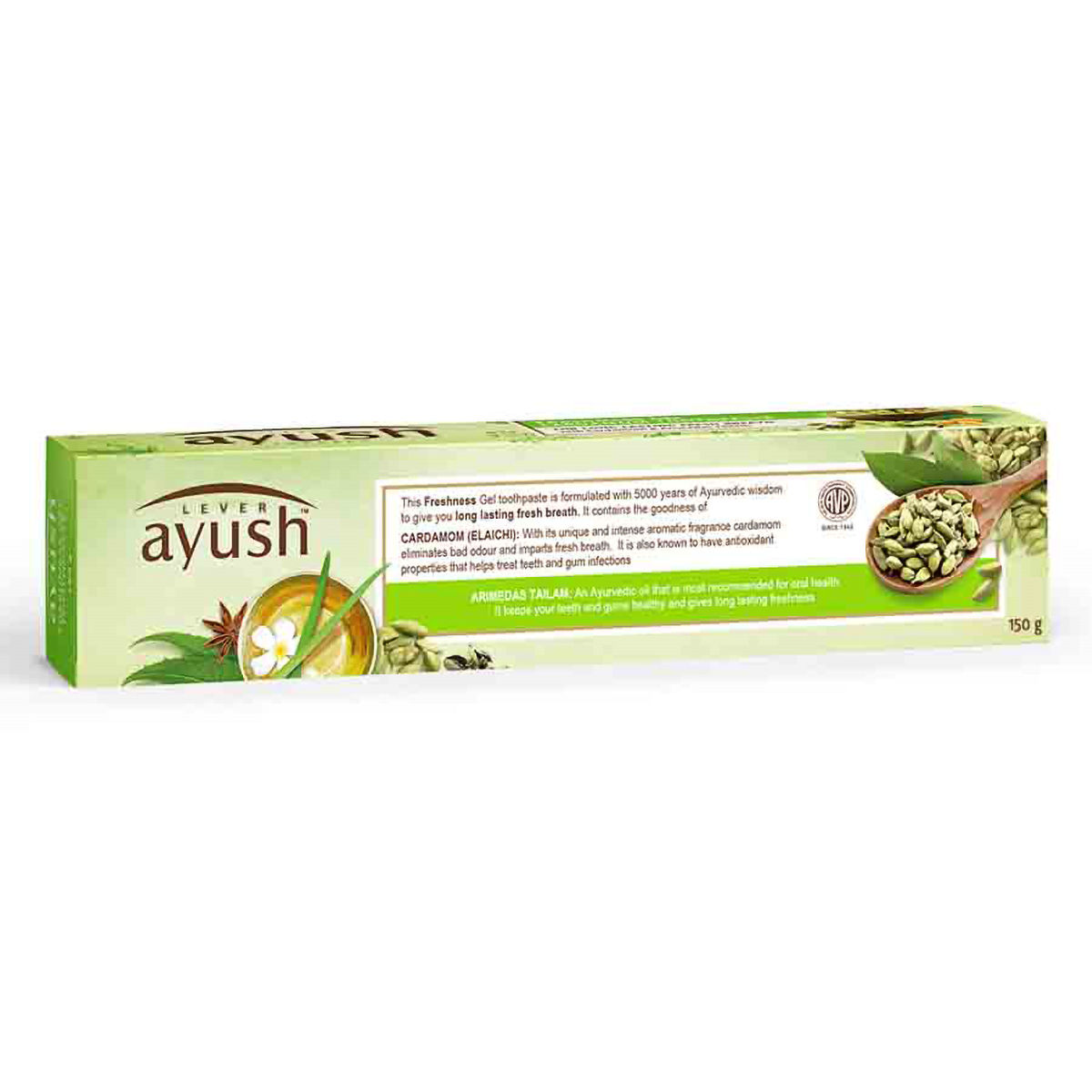 Lever Ayush Freshness Gel Cardamom Toothpaste, 150 gm Price, Uses, Side ...