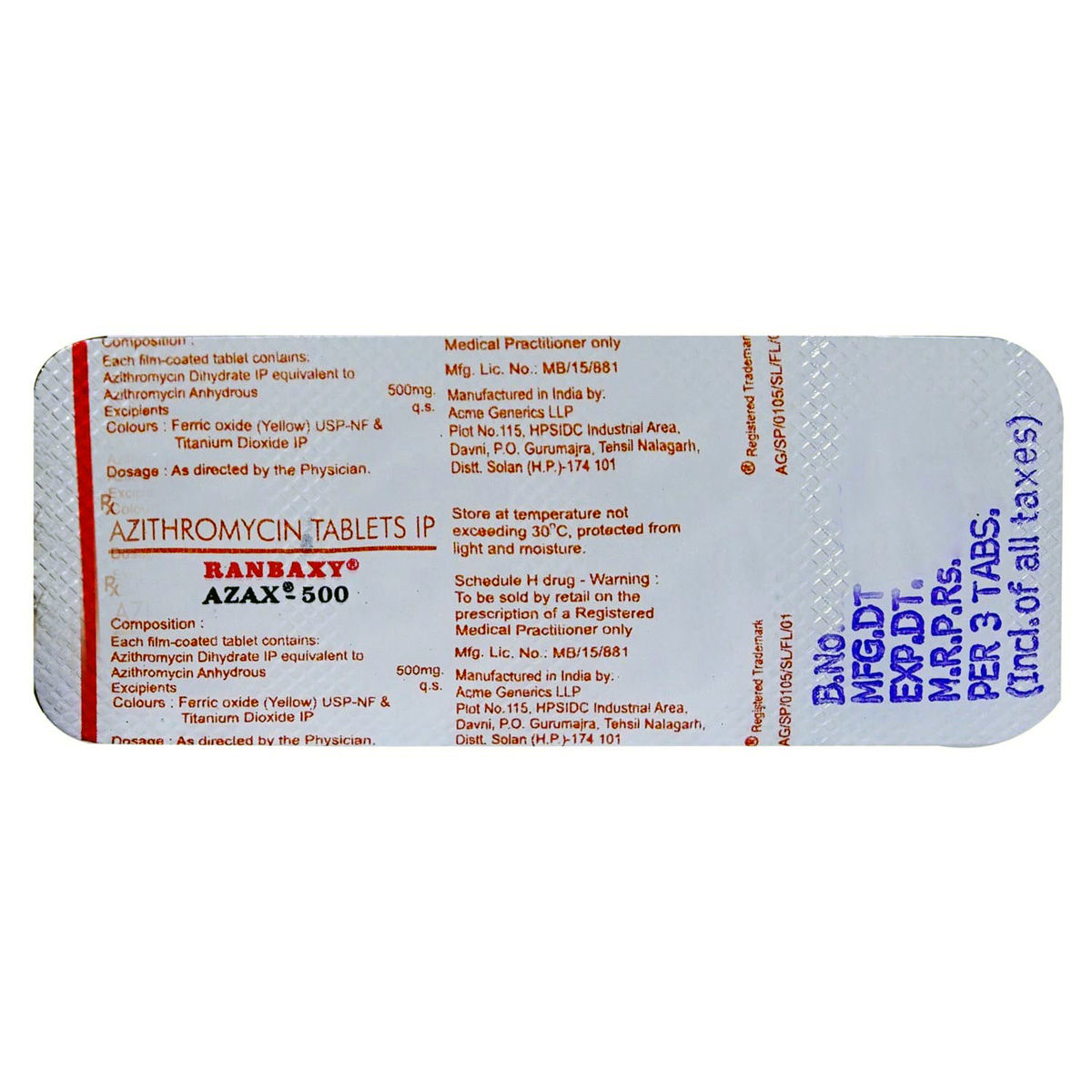 Azax-500 Tablet 3's Price, Uses, Side Effects, Composition - Apollo ...