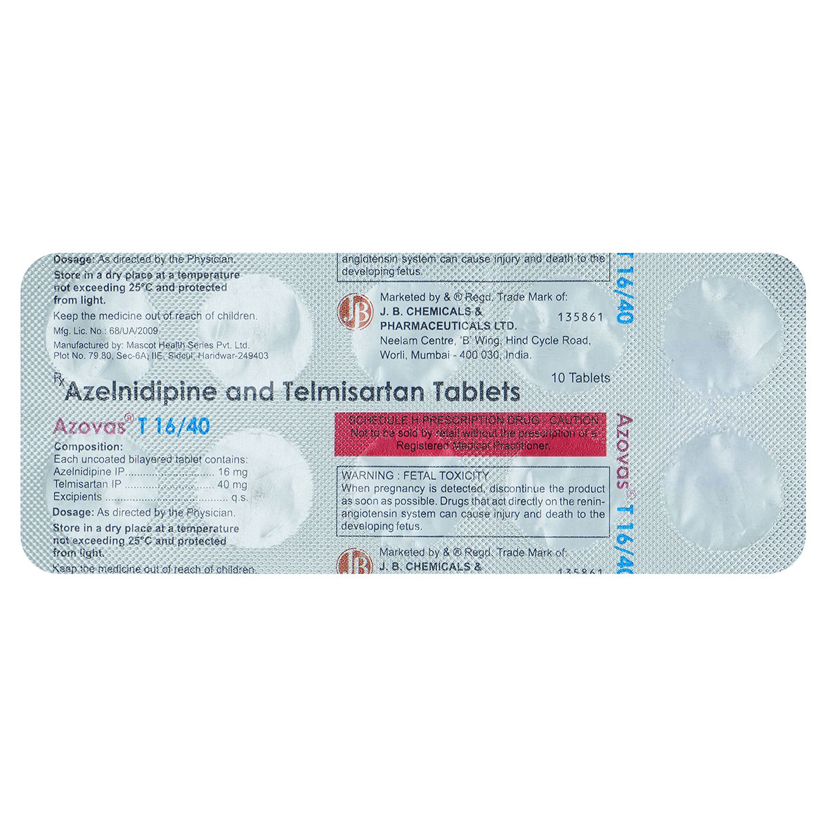 Azovas T 16/40 Tablet | Uses, Side Effects, Price | Apollo Pharmacy