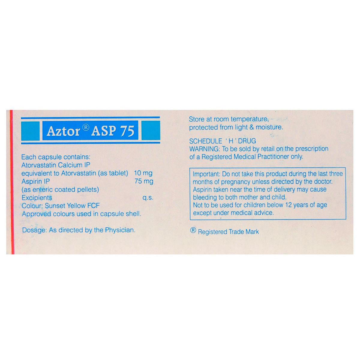 Aztor ASP 75 Capsule 10's Price, Uses, Side Effects, Composition ...