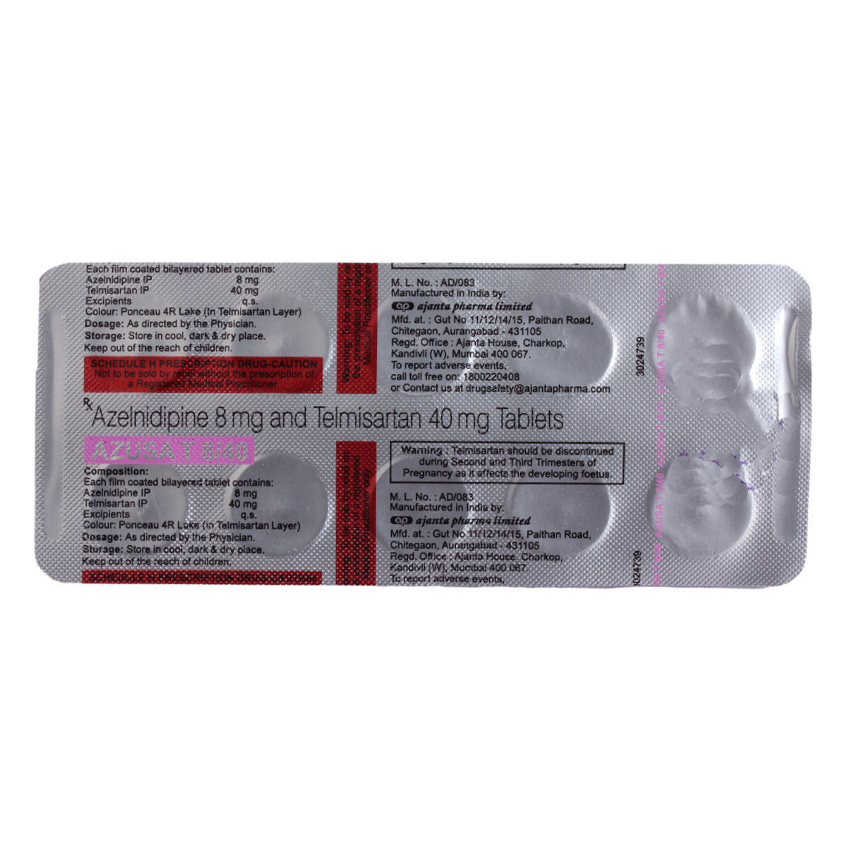 Azusa T 8/40 mg Tablet 10's Price, Uses, Side Effects, Composition ...