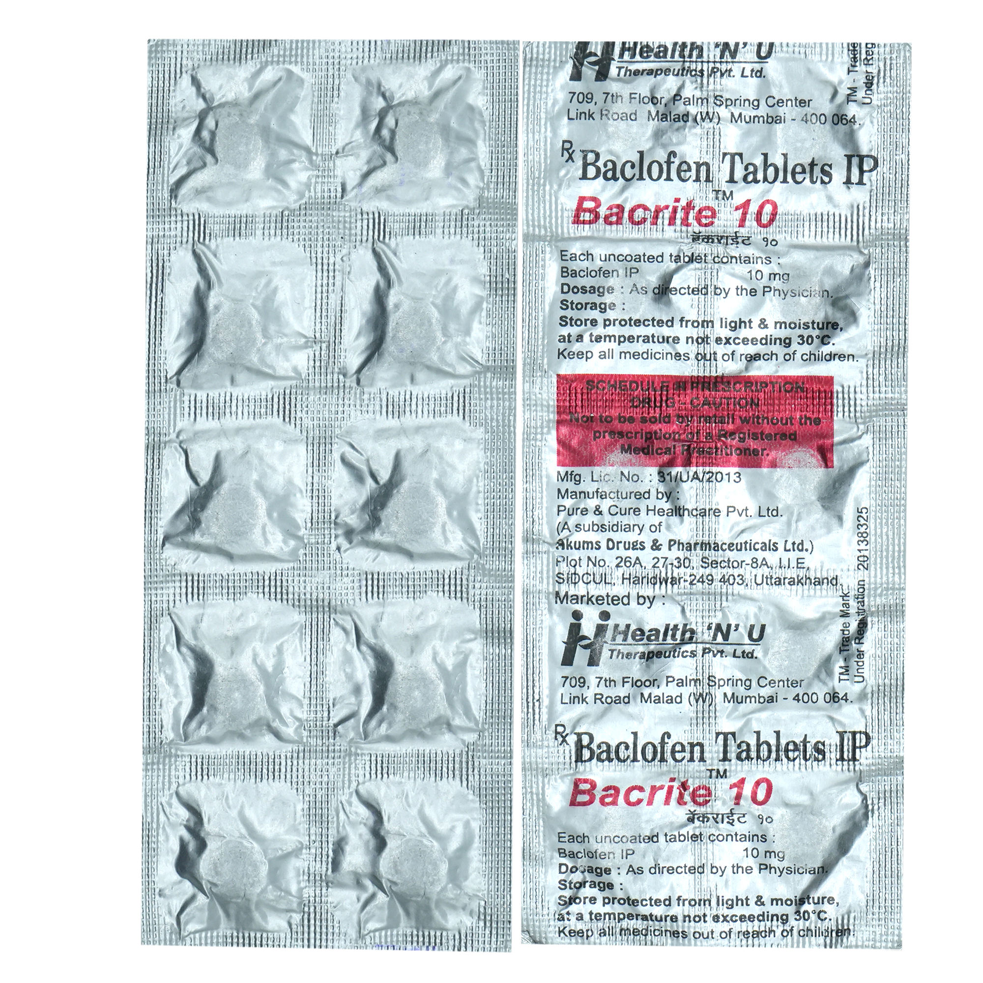 Bacrite 10mg Tablet | Uses, Side Effects, Price | Apollo Pharmacy