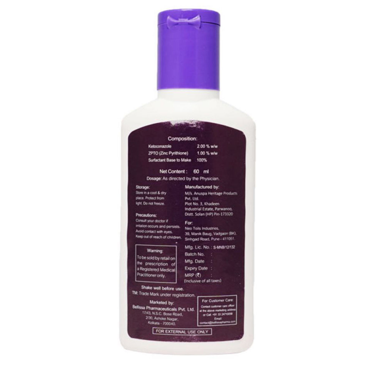 Belzole 2% Shampoo, 60 ml Price, Uses, Side Effects, Composition ...