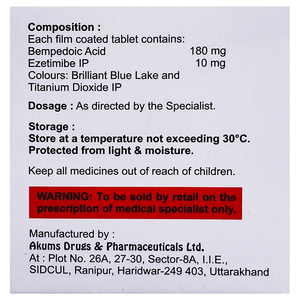 Bemzire-EZ 180/10 Tablet | Uses, Side Effects, Price | Apollo Pharmacy