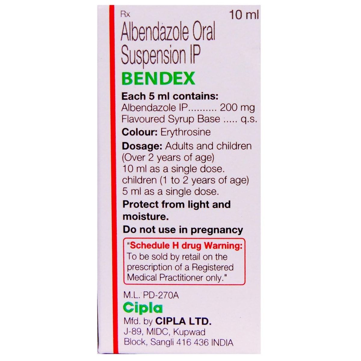 Bendex Cherry & Peppermint Flavour Suspension 10 ml Price, Uses, Side ...