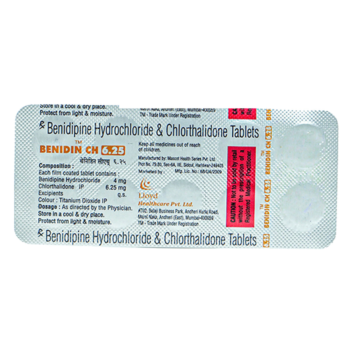 Benidin CH 4/6.25 mg Tablet 10's Price, Uses, Side Effects, Composition ...