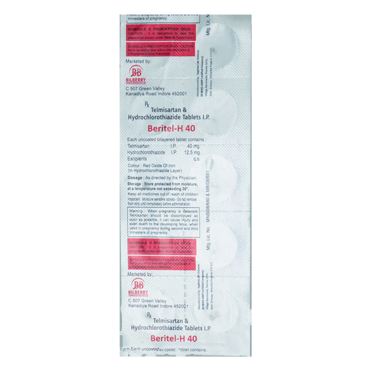 Beritel-H 40 Tablet | Uses, Side Effects, Price | Apollo Pharmacy