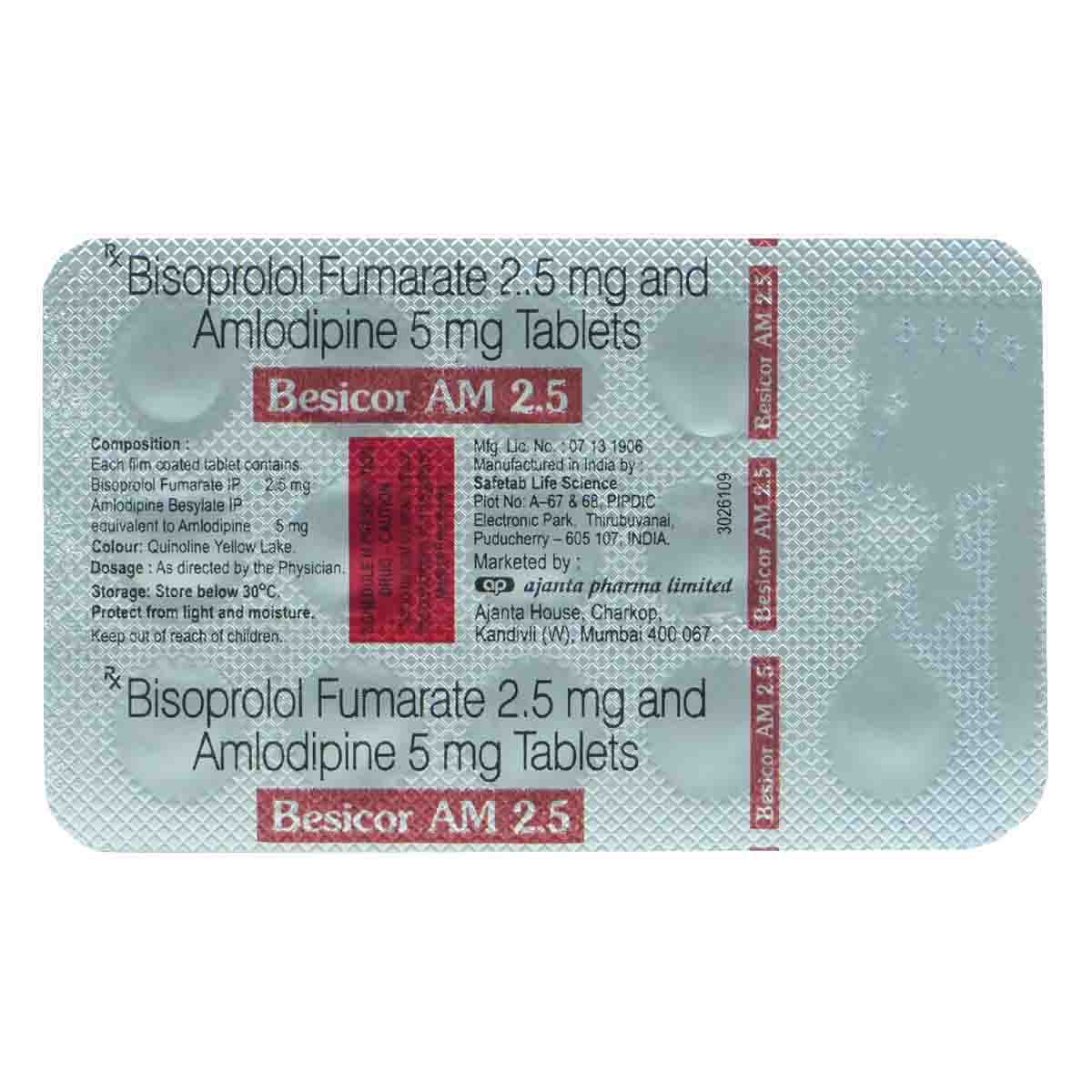 Besicor AM 2.5 Tablet 15's Price, Uses, Side Effects, Composition ...