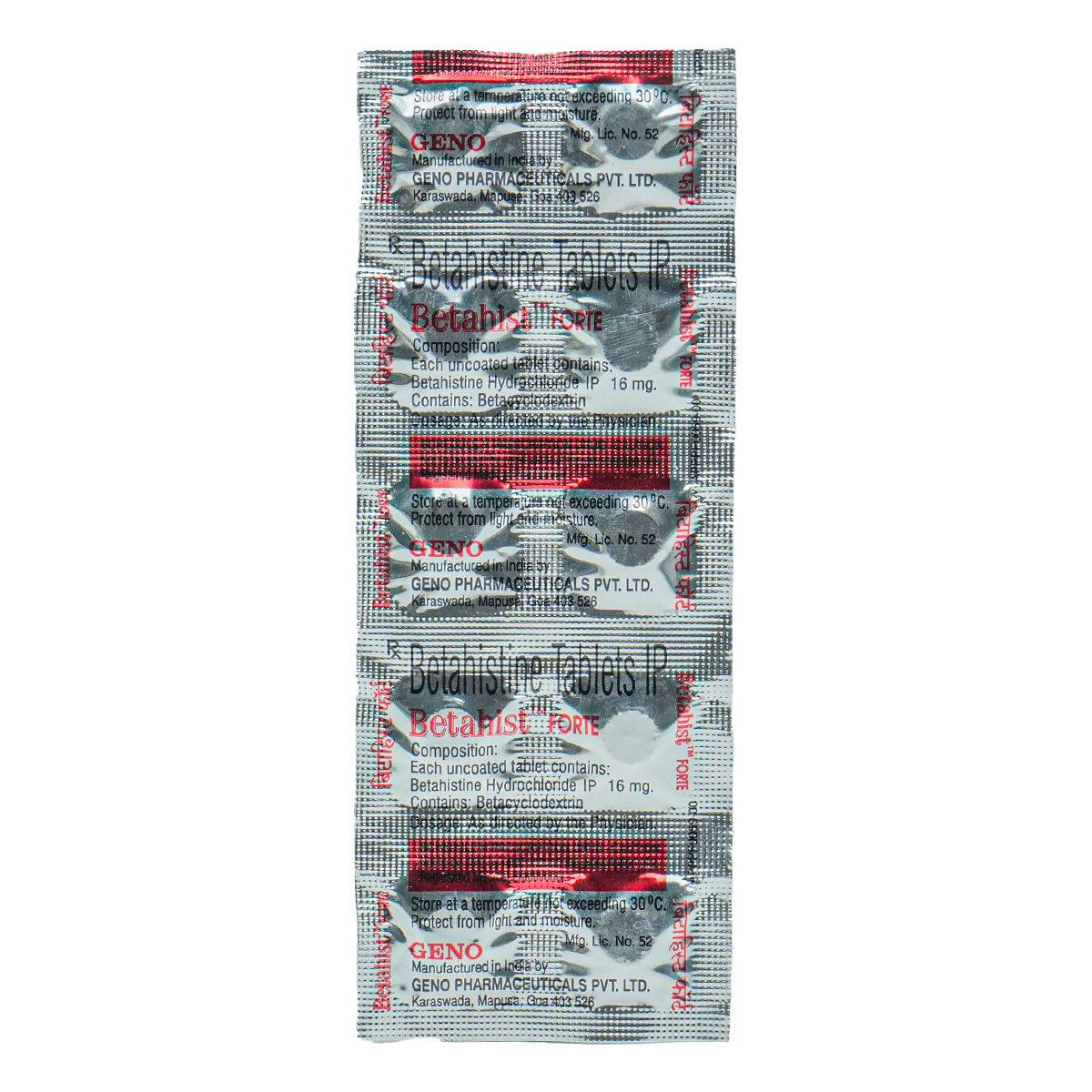 Betahist Fort Tablet 10's Price, Uses, Side Effects, Composition - Apollo Pharmacy