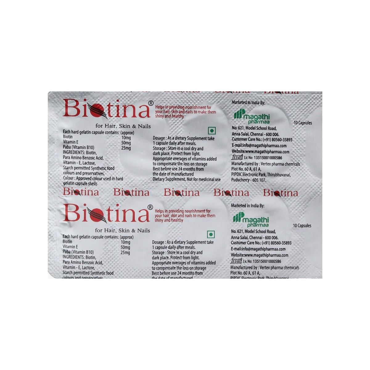 Biotina Capsule 10's Price, Uses, Side Effects, Composition - Apollo ...