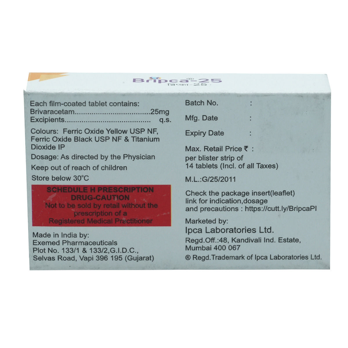 BRIPCA-25 TABLETS 14'S Price, Uses, Side Effects, Composition - Apollo ...