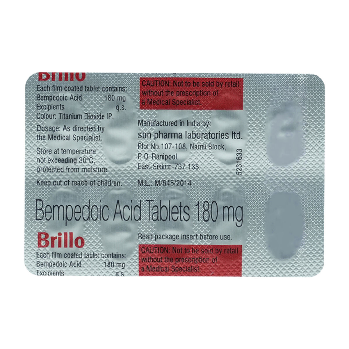Brillo 180 Tablet | Uses, Side Effects, Price | Apollo Pharmacy