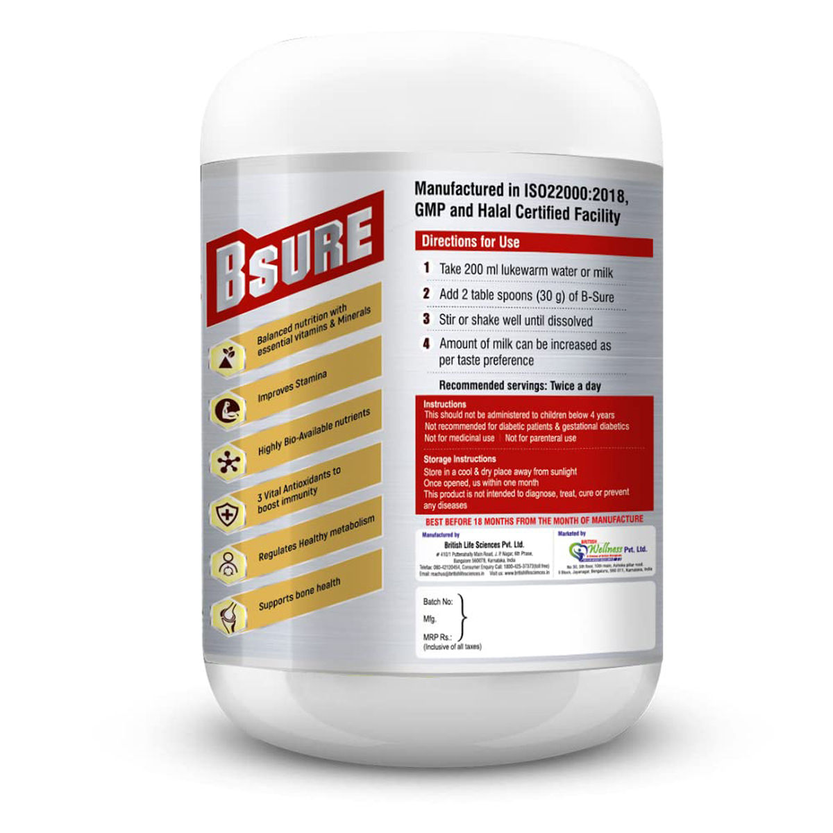 Bsure Vanilla Powder 400 gm Price, Uses, Side Effects, Composition ...