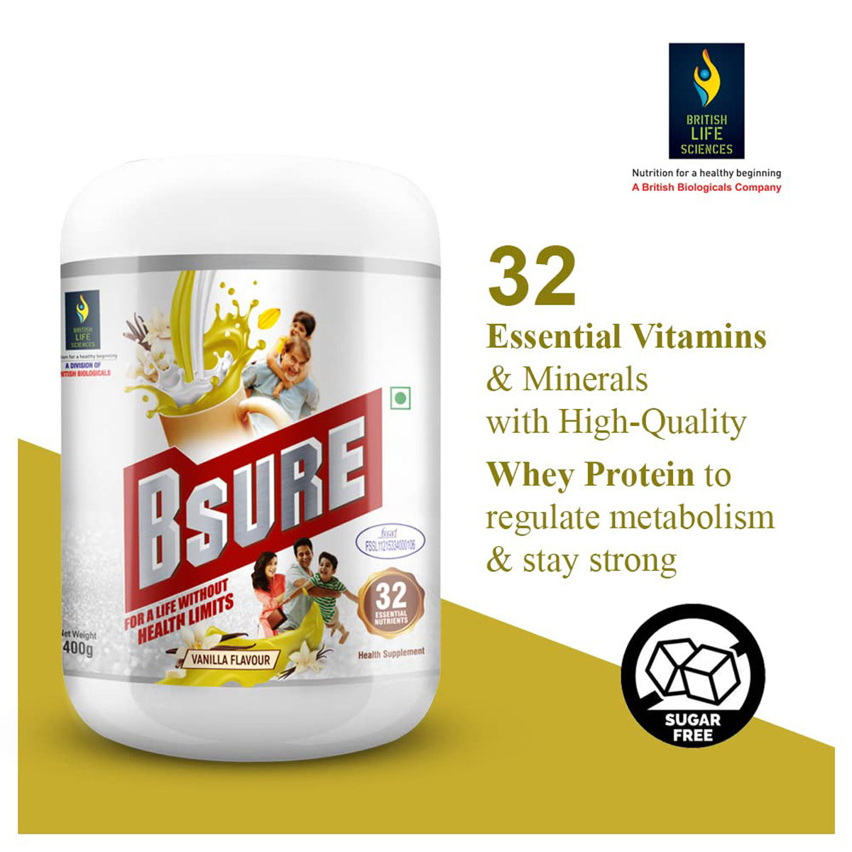 Bsure Vanilla Powder 400 gm Price, Uses, Side Effects, Composition ...