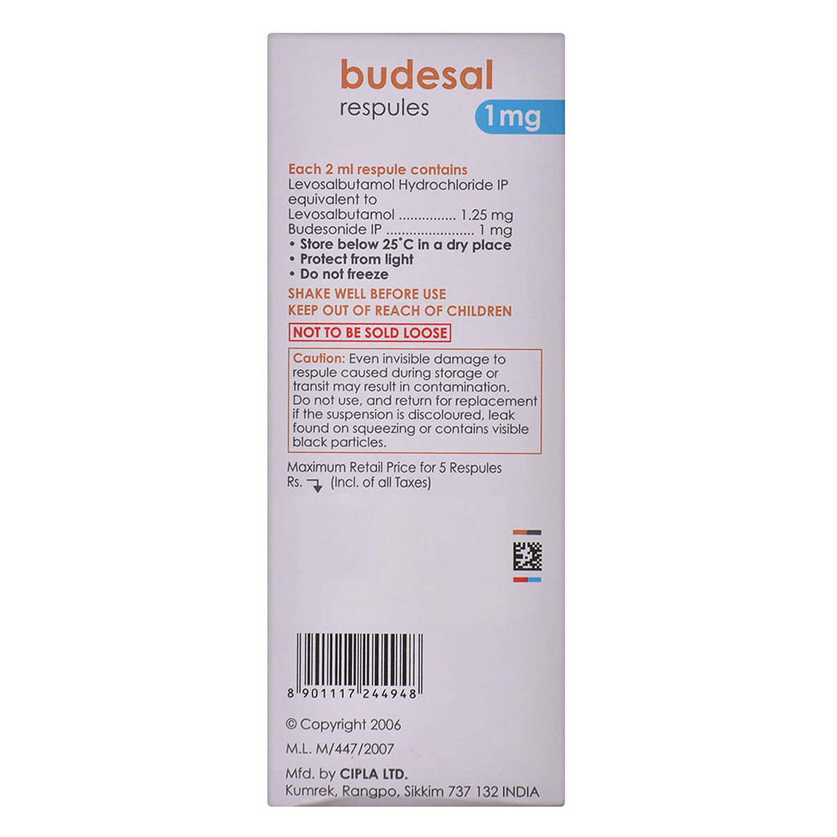 Budesal 1 mg Respules 5x2 ml | Uses, Side Effects, Price | Apollo Pharmacy
