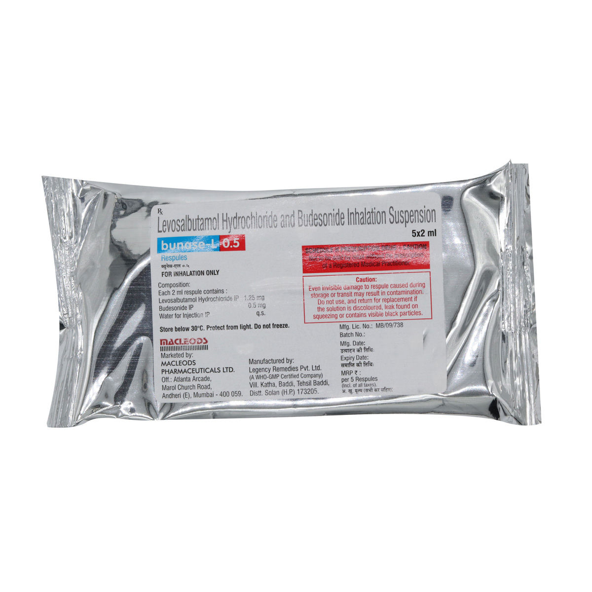 Bunase-L 0.5 mg Respule 5's Price, Uses, Side Effects, Composition ...