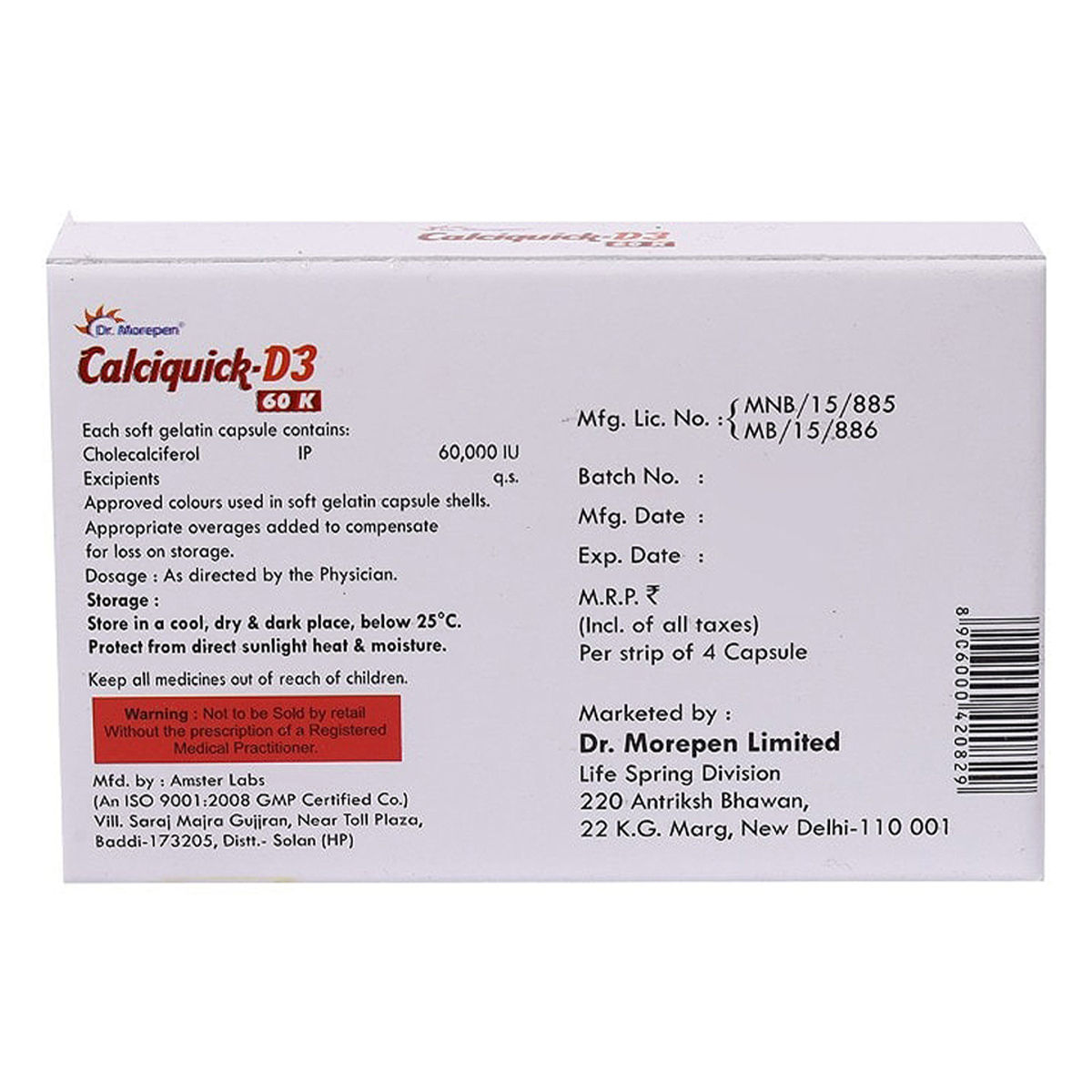 Calciquick-D3 60K Tablet 4's Price, Uses, Side Effects, Composition - Apollo Pharmacy