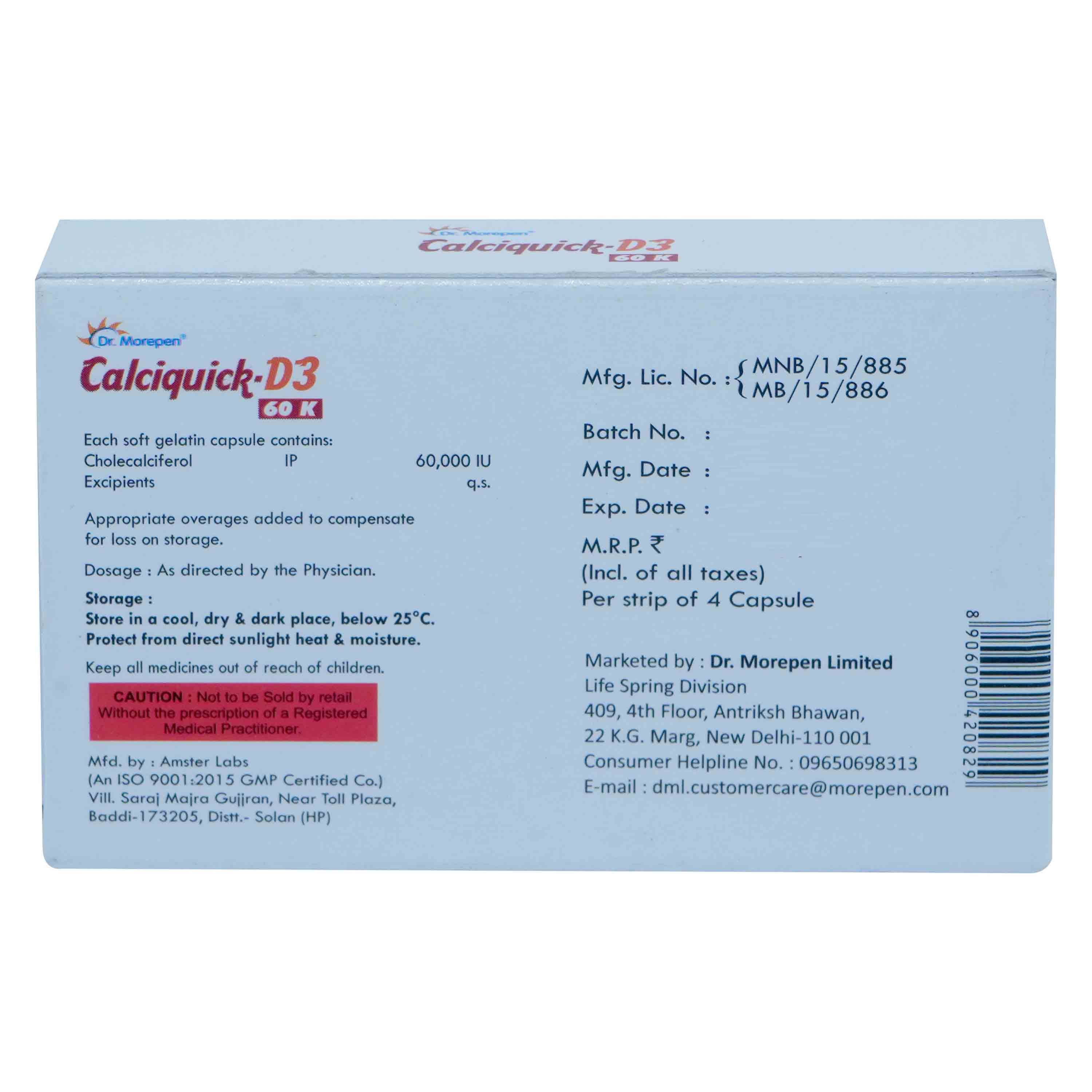 Calciquick-D3 60K Tablet | Uses, Side Effects, Price | Apollo Pharmacy